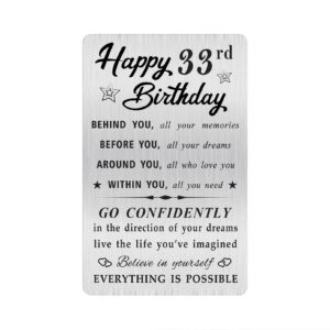 moqiyxl happy 33rd birthday card for men women, small engraved wallet card for 33 year old birthday gifts