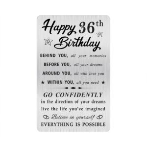 moqiyxl happy 36th birthday card for men women, small engraved wallet card for 36 year old birthday gifts