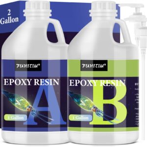 epoxy resin 2 gallon - crystal clear epoxy resin kit - self-leveling, high-glossy, no yellowing, no bubbles casting resin perfect for crafts, table tops, diy 1:1 ratio