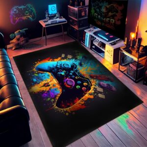 neboton gaming rug - game room rug for boys bedroom, gamer carpet for e-sports game room or living room 60x40 inches