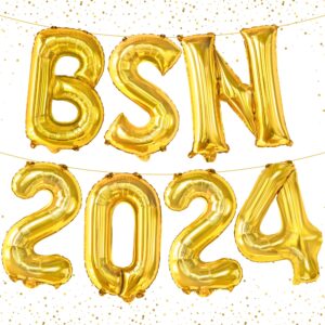 katchon, gold bsn balloons letters 2024-16 inch, congrats nurse banner | nursing graduation party supplies 2024 | bsn nurse balloons 2024 for bsn graduation decoration | nurse graduation decorations