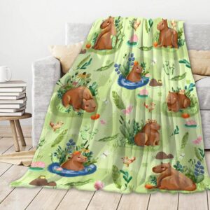 cabybara blanket | ultra-soft cute capybara flannel blanket for boys girls | plush cozy warm funny animal throw blanket | funny gift for animal lover | 40"x50" cabybara lover gift blanket for kids