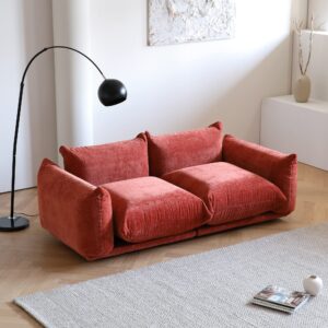 tiflon modular sectional sofa,77.16inch minimalist sofa couch,convertible couch, lovesofa chenilleyarn 2 seat modern living room sofa sets for office house-red