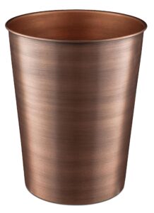 monarch abode handcrafted metal wastebasket trash can for home office bedroom, decorative wastebasket, modern bathroom decor, durable, standard, antique copper finish