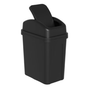 zopnny 7 l small bathroom trash can, swing top garbage can, plastic trash can with swing lid, black