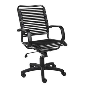 homeroots 23.04" x 25.6" x 41.74" black flat bungie cords high back office chair with graphite black frame and base