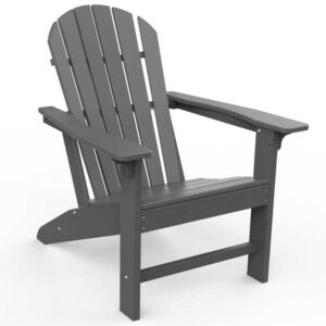 otsun adirondack chair, large lawn chair, outdoor chair with durability and weather resistance, hdpe patio chair for yard, porch, garden, deck, swimming pool, grey