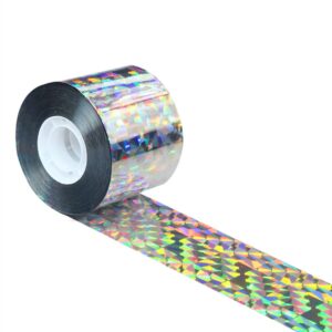 bird scare ribbon double sided holographic reflective ribbon tape to keep away woodpecker, pigeon, hawks, grackles bird (1.9in x 360ft)