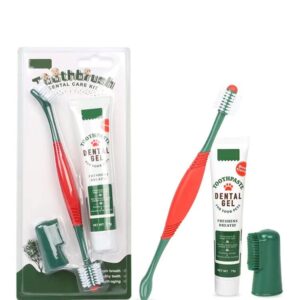 windhunt A Series of Sets for Pets Tooth Protecting and Cleaning. Including Toothpaste,Toothbrush and Fingerbrush.Preventing Tartar Buildup and Plaque.Beef Flavor.(Large)