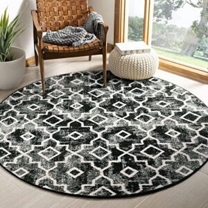 wonnitar moroccan washable round rug 5ft large black bedroom circle rug non-slip dining room table area rug contemporary entryway floor carpet for living room office entryway (black,5ft round)