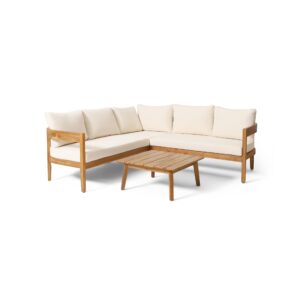 christopher knight home 317355 brooklyn chat set, teak + beige