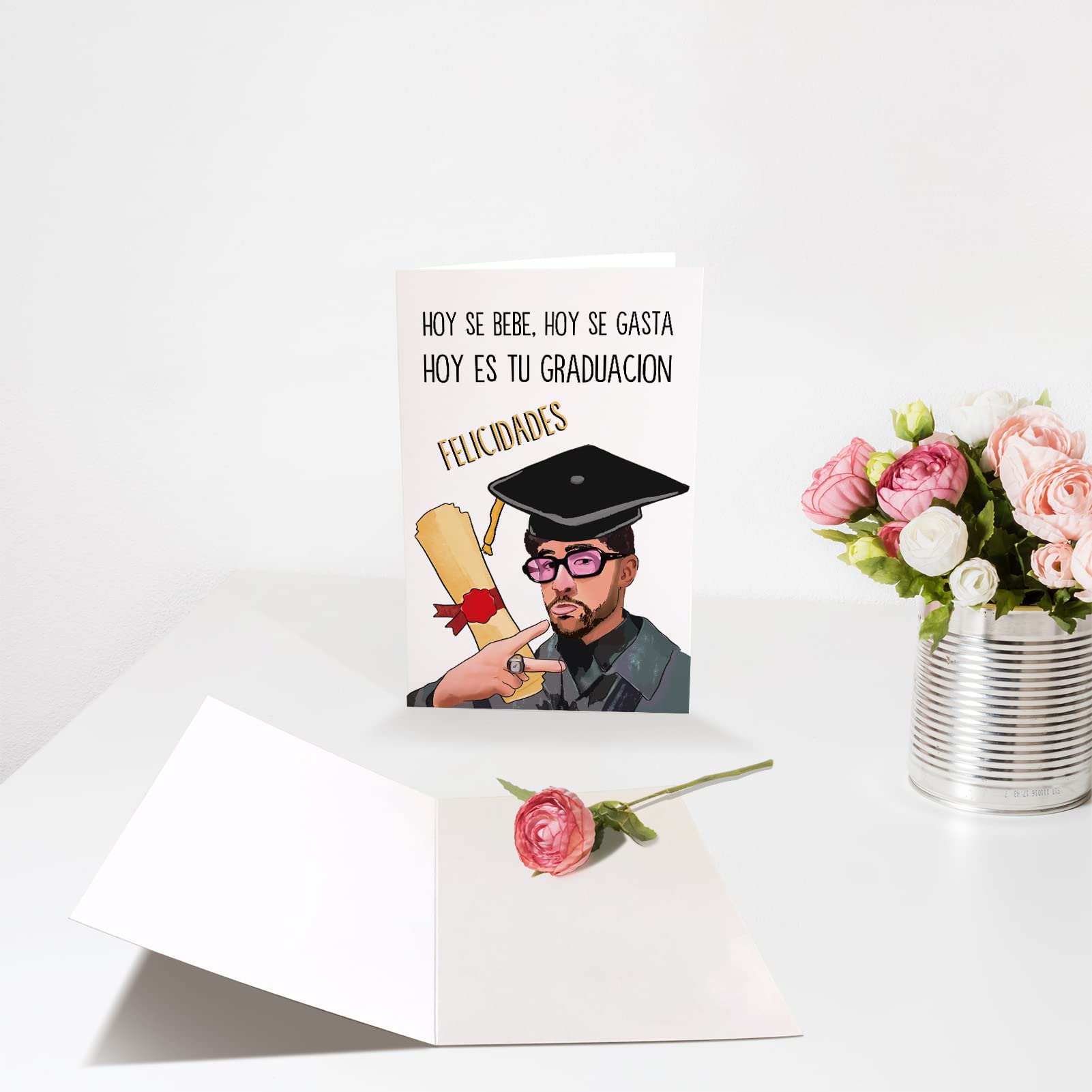 Chenive Bad Bunny Graduation Card for Him Her, Funny Graduation Greeting Card, Bad Bunny Grad Card In Spanish, Felicidades Hoy Es Tu Graduation