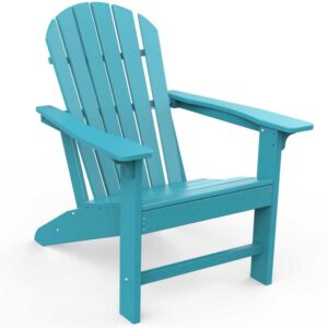 otsun adirondack chair, large lawn chair, outdoor chair with durability and weather resistance, hdpe patio chair for yard, porch, garden, deck, swimming pool, light blue