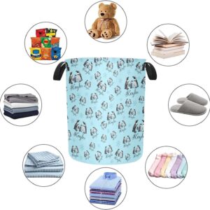 Personalized Penguin Laundry Hampers with Name/Text for Teen Boys Girls Room, Laundry Basket Dirty Clothes Hamper for Bedroom Laundry