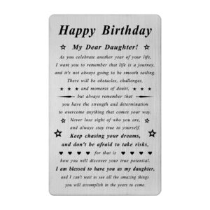 bazljy happy birthday daughter gifts - metal engraved birthday card for daughter - meaningful gifts for daughter birthday