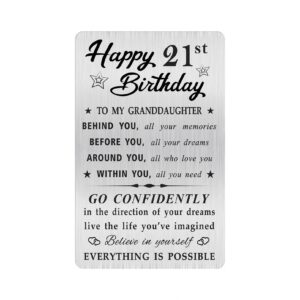 moqiyxl granddaughter 21st birthday card, happy 21 birthday granddaughter gifts ideas, small engraved wallet card