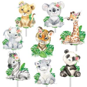 24pcs jungle safari animal cupcake toppers wild animal cake toppers jungle party decoration for safari jungle theme birthday party baby shower supplies