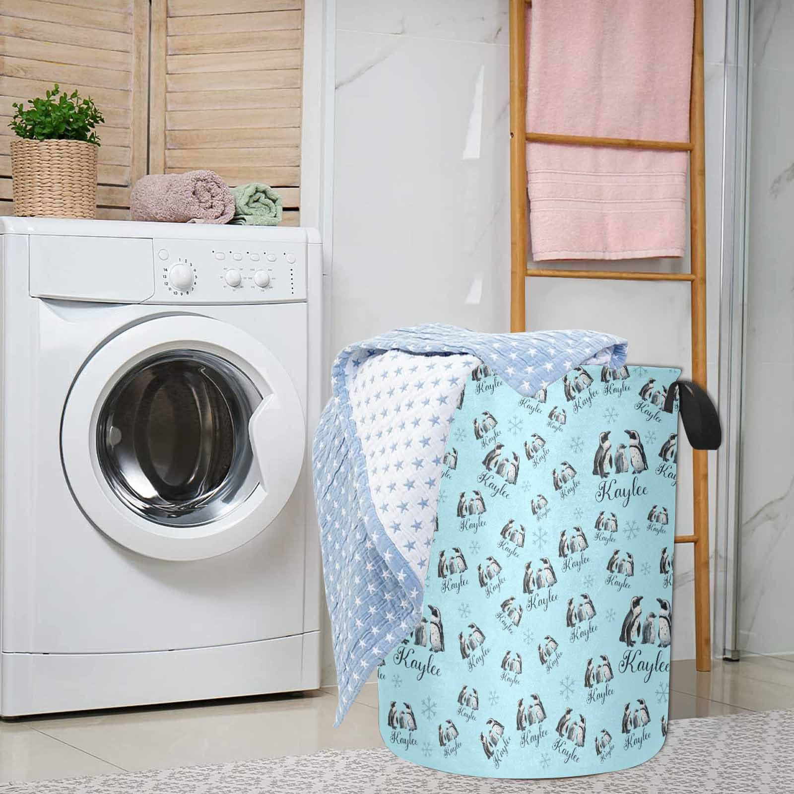 Personalized Penguin Laundry Hampers with Name/Text for Teen Boys Girls Room, Laundry Basket Dirty Clothes Hamper for Bedroom Laundry