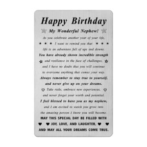 nephew birthday gifts - metal engraved birthday card for nephew - happy birhday my wonderful nephew gifts unique