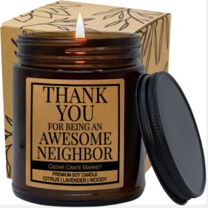 house warming gifts new home women men couple | thanks for being an awesome neighbor | funny housewarming gift ideas | apartment decor | candles for men, women | hostess gifts for women | made in usa