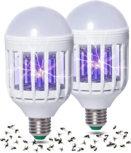 2 pack bug zapper light bulb 2 in 1 led electronic light trap for fruit flies, mosquito, bug, insect and fly control killer - traps