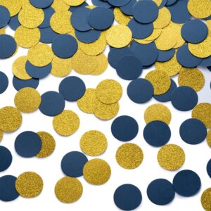 gold and blue confetti table decoration for birthday graduation retirement theme party,1.2 inch in diameter,200 counts