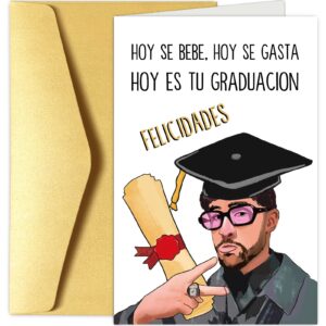 chenive bad bunny graduation card for him her, funny graduation greeting card, bad bunny grad card in spanish, felicidades hoy es tu graduation