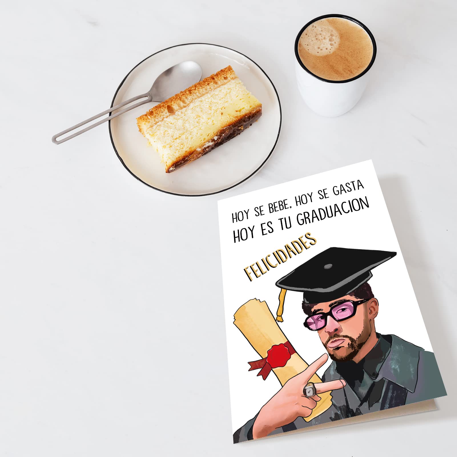 Chenive Bad Bunny Graduation Card for Him Her, Funny Graduation Greeting Card, Bad Bunny Grad Card In Spanish, Felicidades Hoy Es Tu Graduation