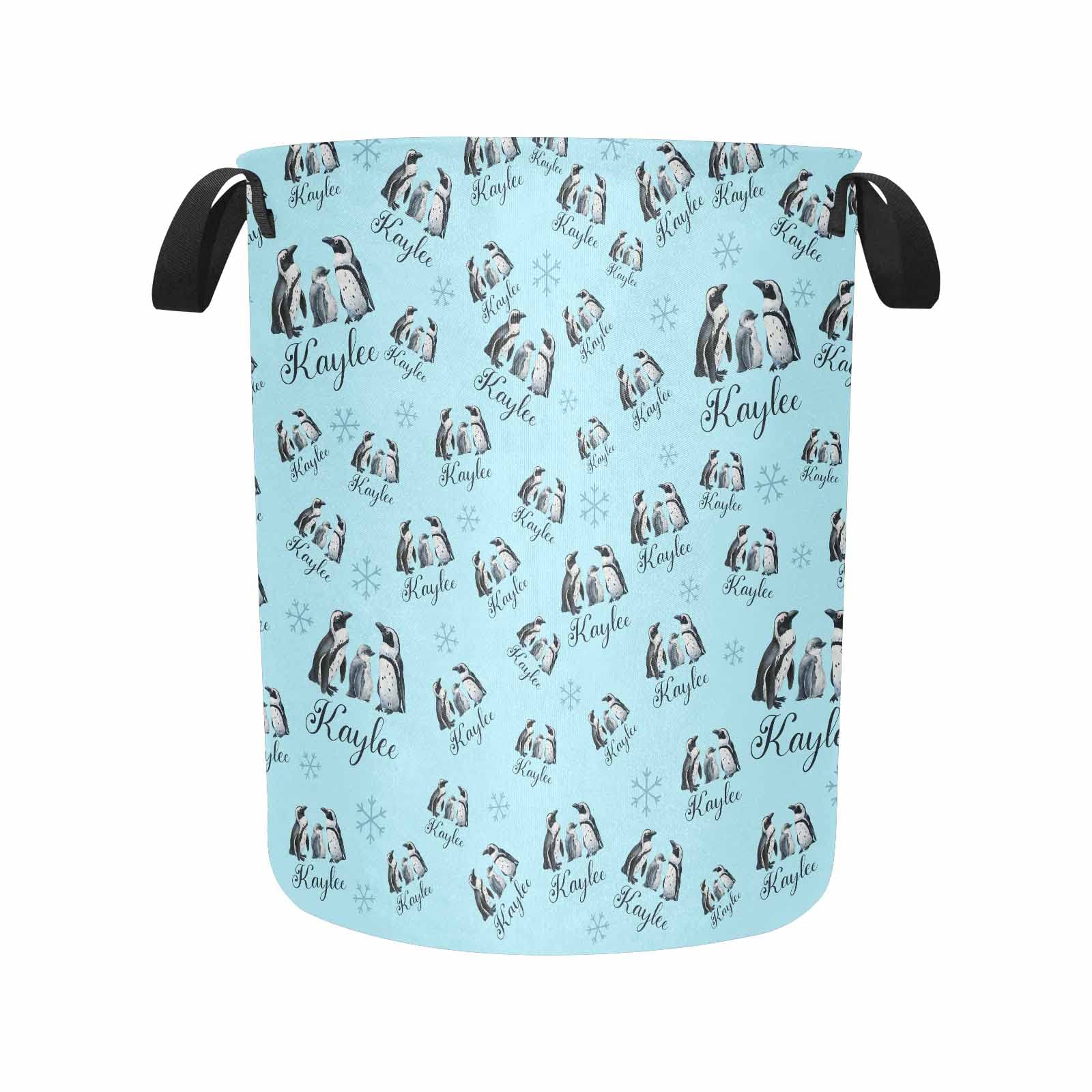 Personalized Penguin Laundry Hampers with Name/Text for Teen Boys Girls Room, Laundry Basket Dirty Clothes Hamper for Bedroom Laundry