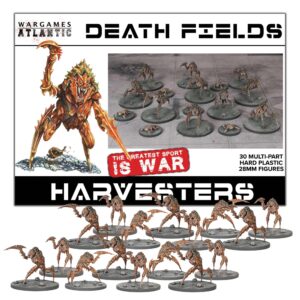 wargames delivered - death fields - harvesters - alien beast 28mm miniature, 20 large and 10 small beast with a variety of bio-weapons, and digital bundle - action figures plastic model kit