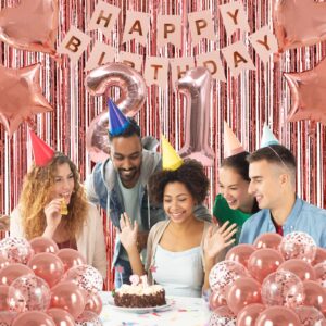 RUBFAC Sweet 16 Party Decoration,16th Birthday Decorations for Girls, Rose Gold 16th Happy Birthday Banner Kits Rose Gold Balloons Decoration for Birthday Party Supplies