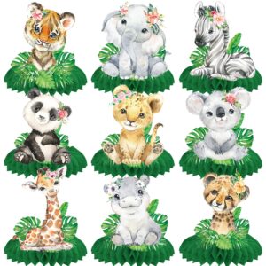 10pcs safari jungle animal honeycomb centerpieces safari baby shower decorations jungle safari table centerpieces decorations for safari animal theme wild one party supplies