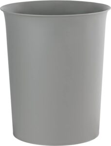 carrotez open top waste basket, office trash can, small plastic garbage container bin for bathroom, kitchen, bedroom, under desk, dorm, 5.2 gallon - grey