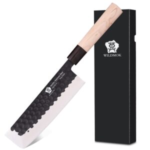 wildmok left handed 7 inch nakiri knife german stainless steel vegetable chopping knife asian usuba chef's knife for left handed