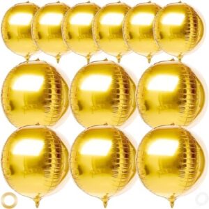 foil balloons 22 inch 10 inch gold balloons 12pcs mylar balloons 4d party balloons for gold birthday decorations,wedding,graduation