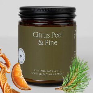 fontana candle company - cinnamon orange clove | lightly scented candle | made from beeswax and coconut oil | essential oil | wood wick | long lasting | clean burn and non toxic