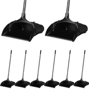 weewooday 8 pieces commercial lobby dustpan plastic upright dust pan with long handle metal upright dustpan heavy duty for restaurants commercial lobby garage home and outdoors use