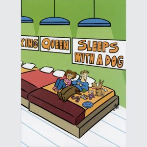 oatmeal studios sleeps with a dog mattress funny/humorous birthday card