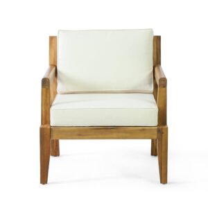 christopher knight home 317966 rossville club chair, teak + beige