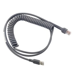 barcode scanner usb cord rj45 coiled cable for ls9203i ls3578 ls4008i ds9908 ds6700 symbol zebra motorola barcode reader (3m/9.84ft usb port coiled)