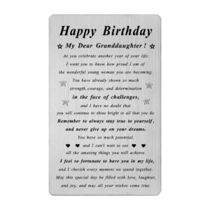 granddaughter birthday gifts - metal engraved birthday card for granddaughter unique - happy birthday my dear granddaughter