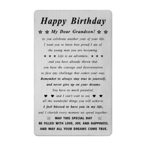 bazljy grandson birthday gifts - metal engraved birthday card for grandson young men - grandson birthday gifts from grandparents