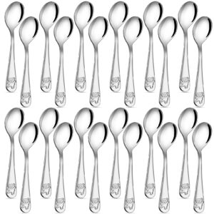 erinnmy 24 piece kids spoons toddler spoons,6.5 inch stainless steel kids silverware toddler utensils,child and toddler safe flatware children spoons,baby spoons for self feeding,dishwasher safe