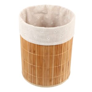 levemolo 1pc bamboo trash can round trash can collapsible garbage can garbage cans woven rubbish container clothes storage organzier waste bins laundry basket sundries bucket clothing