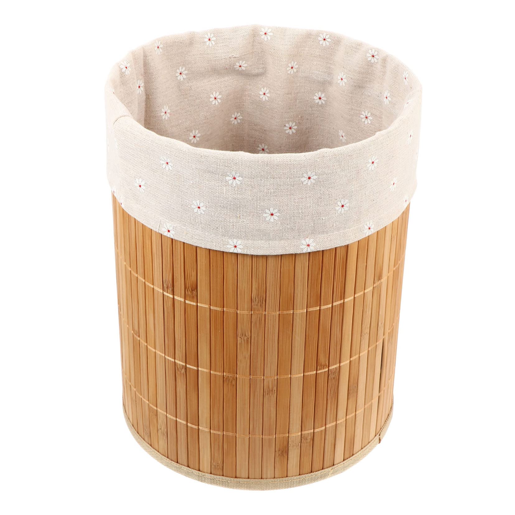 Levemolo 1pc Bamboo Trash Can Round Trash Can Collapsible Garbage Can Garbage Cans Woven Rubbish Container Clothes Storage Organzier Waste Bins Laundry Basket Sundries Bucket Clothing