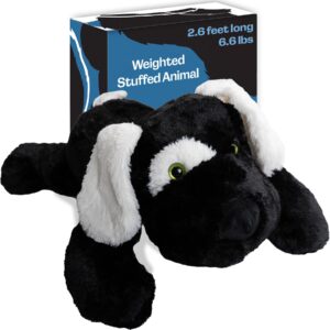 weighted stuffed animal – 6.6 pounds | extra large 31.5 inches long | plush body pillow | black and white dog | weighted animal for calming – relaxation – sensory comfort