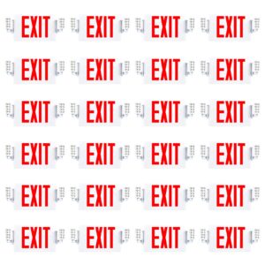 sunco 24 pack red exit signs with emergency lights, two adjustable led lights, 94v-0 fire resistant, backup battery, 120-277v, wall or ceiling mount, commercial grade double sided ul