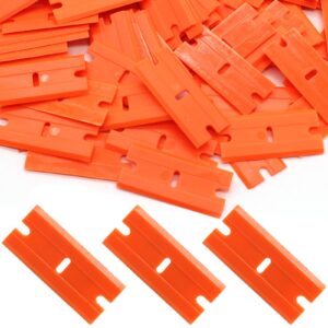 suiwotin 100pcs plastic razor blades, double edged plastic scraper blades replacement for plastic razor scraper tool for decals, adhesive labels, stickers removing cleaning