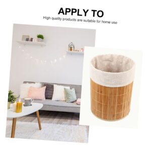 Levemolo 1pc Bamboo Trash Can Round Trash Can Collapsible Garbage Can Garbage Cans Woven Rubbish Container Clothes Storage Organzier Waste Bins Laundry Basket Sundries Bucket Clothing