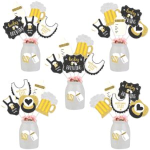 joymemo 24 pieces a baby is brewing centerpiece sticks black gold - bottle and beer baby shower decorations, a baby is brewing baby shower supplies for pregnancy diaper huggies and chuggies party